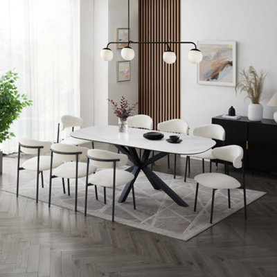 Violet Extending White Sintered Stone Ceramic Dining Table