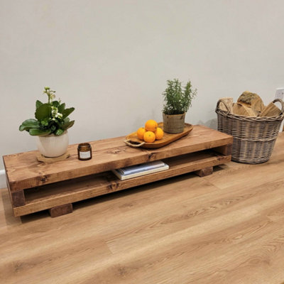VIOT Low Solid Wood Chunky TV Unit L160cm