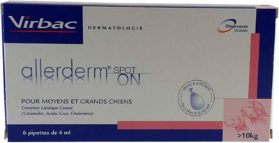 Virbac Allerderm Spot-On Pack of 6 x 4 ml Skin Care Pipettes for Dogs ...