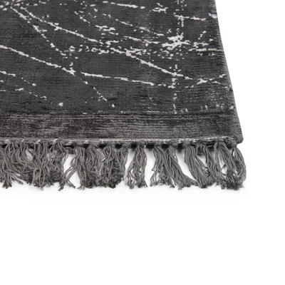 Viscose Area Rug 140 x 200 cm Dark Grey HANLI | DIY at B&Q