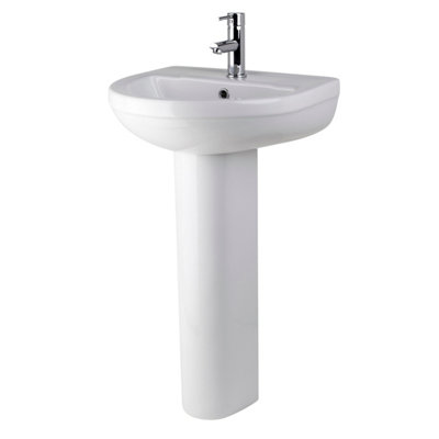 Vision Round 1 Tap Hole Basin & Full Pedestal - 500mm - Balterley | DIY ...