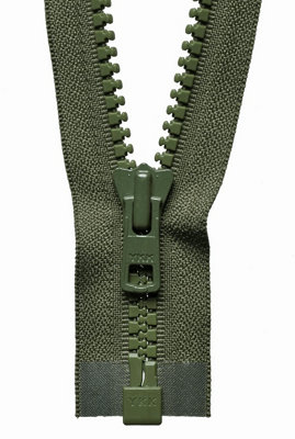 Vislon Heavyweight Open-End Zip: 46cm or 18.11in: Khaki