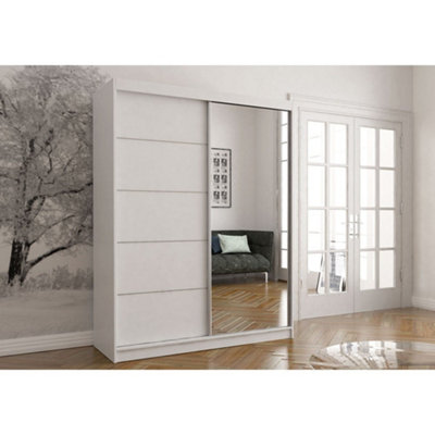 Vista 05 - Versatile White Mirrored Sliding Door Wardrobe with Ample ...