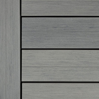Vista Grooved-edge Decking, 3.6m, Light Grey, Pack of 4 (clips included)