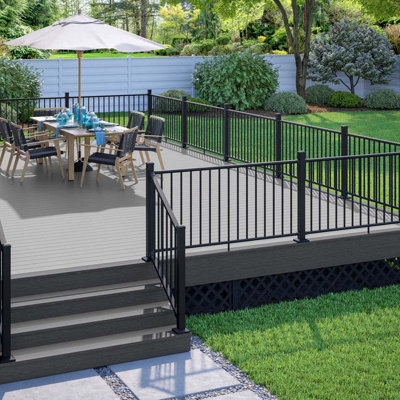 Vista Grooved-edge Decking, 3.6m, Light Grey, Pack of 4 (clips included)