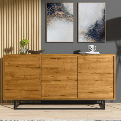Vista Loft Sideboard 140cm Industrial Dark Oak - Creative Furniture