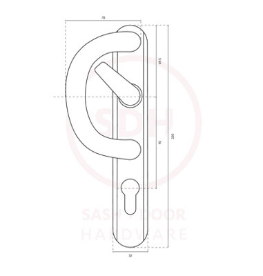 Vista Patio Door Handle - Smokey Chrome - (Sold in Pairs)