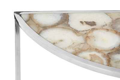 Vita Half Moon Console Table with White Agate Top