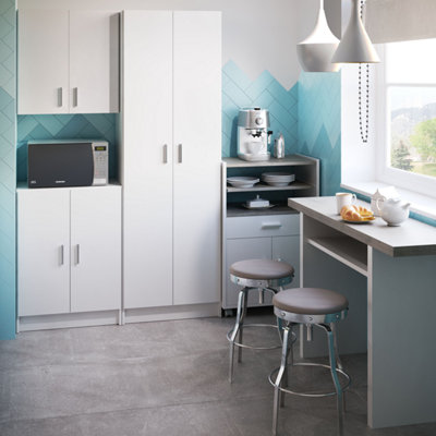 Vita White 2 Door 4 Shelf Kitchen Utility Room Cabinet - Modular ...