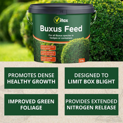 Vitax Buxus Feed 5kg Tub Specialist Fertiliser for Box Plants Shrubs ...