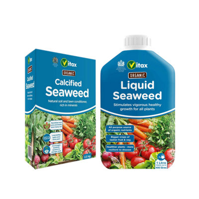 Vitax Calcified Seaweed 2.5kg & Liquid Seaweed 1L Plant Feed Kit for ...