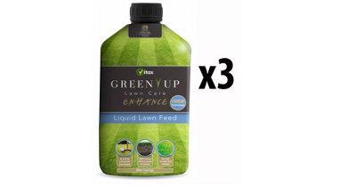 Vitax Green Up Lawn Care Enhance Liquid Lawn Feed - 1L - 200m2 Pack of 3