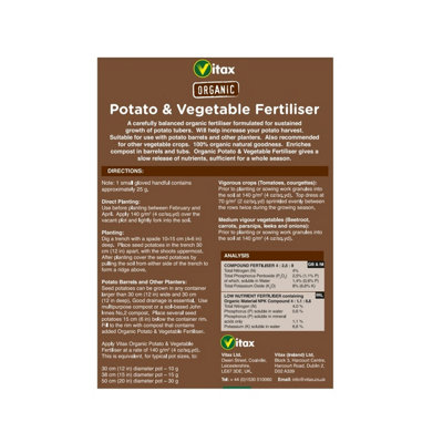 Vitax Organic Potato Vegetable Fertiliser Slow Release Nutrient Plant ...