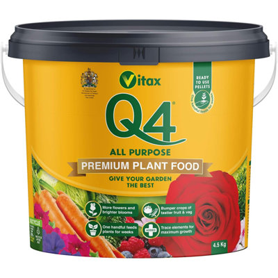 Vitax Q4 Fertiliser 4.5kg All Purpose Feed for Flowers Vegetables Fruit ...