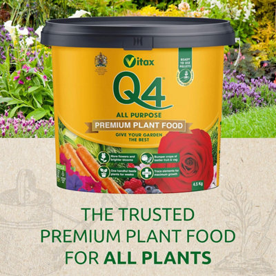 Vitax Q4 Fertiliser 4.5kg All Purpose Feed for Flowers Vegetables Fruit ...