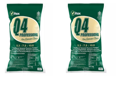 Vitax Q4 Pelleted Fertiliser For Professional Gardeners 20Kg Pack of 2