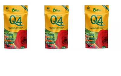 Vitax Q4 Pelleted Fertiliser Plant Food 0.9Kg Pouch Pack of 3