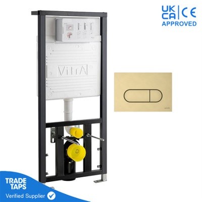 VitrA 1.12cm Cistern Frame with Loop Round Flush Plate - Brushed Gold