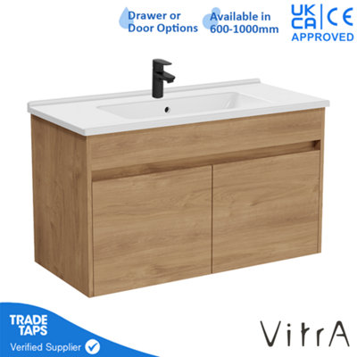 VitrA 1000mm Wall Hung Bathroom Vanity Unit with 2 Doors & Basin ...