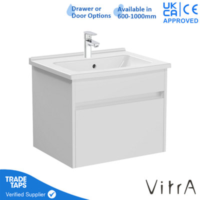 VitrA 600mm Wall Hung Bathroom Vanity Unit with 1 Drawer & Basin ...