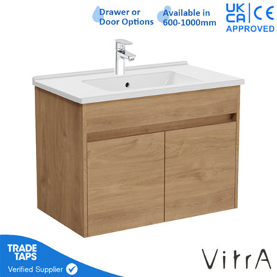 VitrA 800mm Wall Hung Bathroom Vanity Unit with 2 Doors & Basin ...