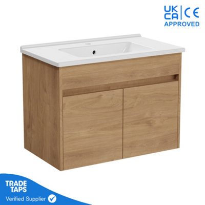 VitrA 800mm Wall Hung Bathroom Vanity Unit with 2 Doors & Basin ...