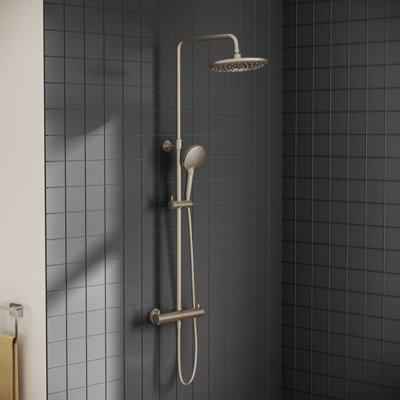 VitrA Aquaheat Bliss Brushed Nickel Round Complete Shower Set