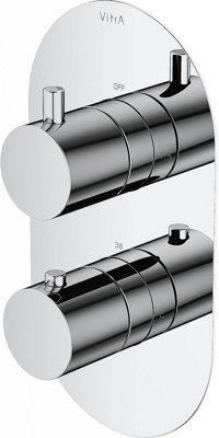 VitrA Aquaheat Chrome Round Thermostatic Shower Mixer Kit - 2 Function