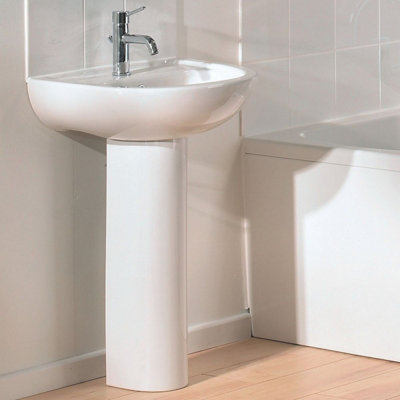 Vitra Layton 45cm cloakroom basin with full pedestal 1 tap hole