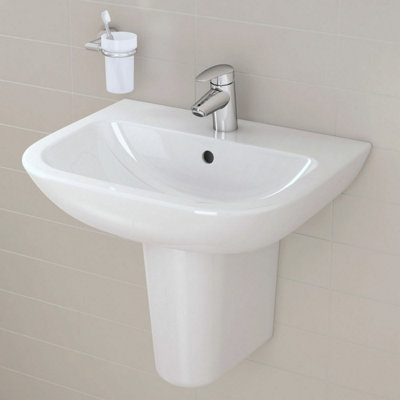 Vitra S20 600mm basin 1 tap hole and semi pedestal