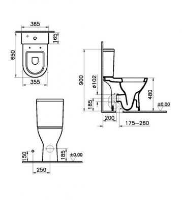 Vitra S50 Comfort Raised height close coupled pan cistern and standard seat