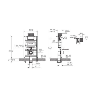 Vitra Toilet support frame (761-5805-01)