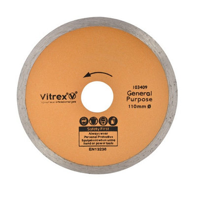 Vitrex 103402NDE Diamond Wet Tile Saw Blade 110mm 103409 22mm Bore ...