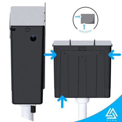 Viva Skylo Slimline Concealed Toilet Cistern with Black Dual Flush Push ...