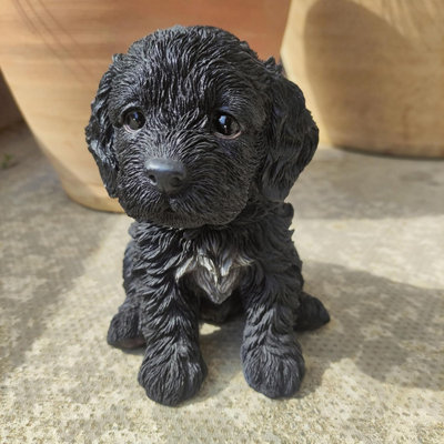 Vivid Arts Black Cockapoo Puppy Pet Pals Garden Ornament