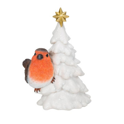 Vivid Arts Robin with Christmas Tree Christmas Decoration