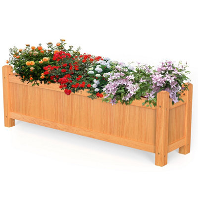 Vivo Technologies Extra Large Rectangular Wooden Planters Flower Pots ...