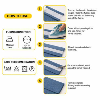Vlieseline Wundaweb Iron On Hemming Tape 20mm x 5m (2 Pack) - No Sew ...
