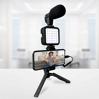 Vlogging Mini Kit With Tripod, Light And Microphone | DIY at B&Q