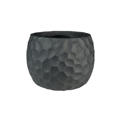Vogue Black Honeycomb Indoor Plant Pot - Ceramic. (H11 x W14 cm)