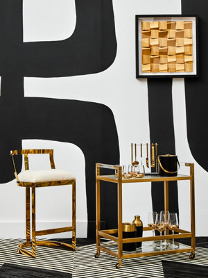 Vogue Matte Gold Two Tier Butler Trolley