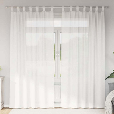 Voile Curtains with Loops 2 pcs White 140x225 cm