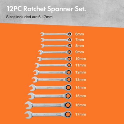 VonHaus 12 Piece Spanner Sets from 6mm to 17mm