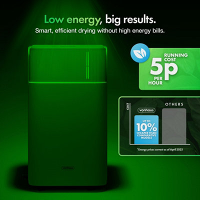 VonHaus 12L/Day Dehumidifier, 24 Hr Timer, Continuous Drainage, for ...