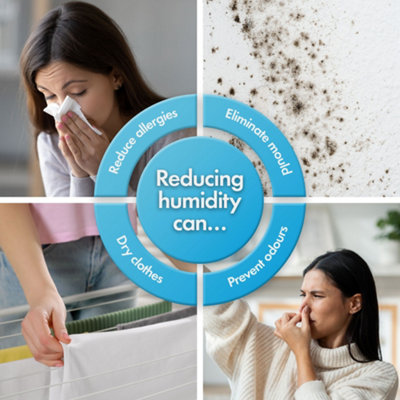 VonHaus 12L/Day Dehumidifier, 24 Hr Timer, Continuous Drainage, for ...