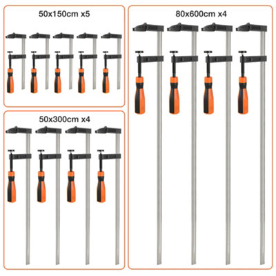 VonHaus 13pcs Wood Clamps Quick Grip - Heavy Duty F Clamps for Woodwork ...