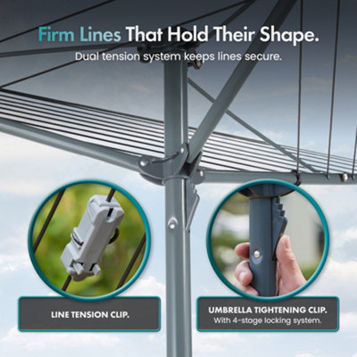 Vonhaus 30m Rotary Washing Line, 3 Arm Outdoor Clothes Airer ...