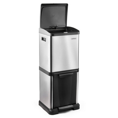 VonHaus 34L Waste & Recycling Kitchen Bin, Vertical Stainless Steel 2 ...