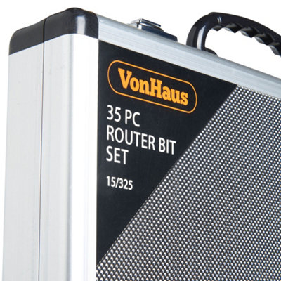 VonHaus 35 Pc Router Bits Set, 6.35mm (1/4") Shank Fittings, Wood ...