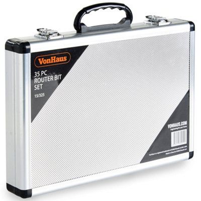 VonHaus 35 Pc Router Bits Set, 6.35mm (1/4") Shank Fittings, Wood ...